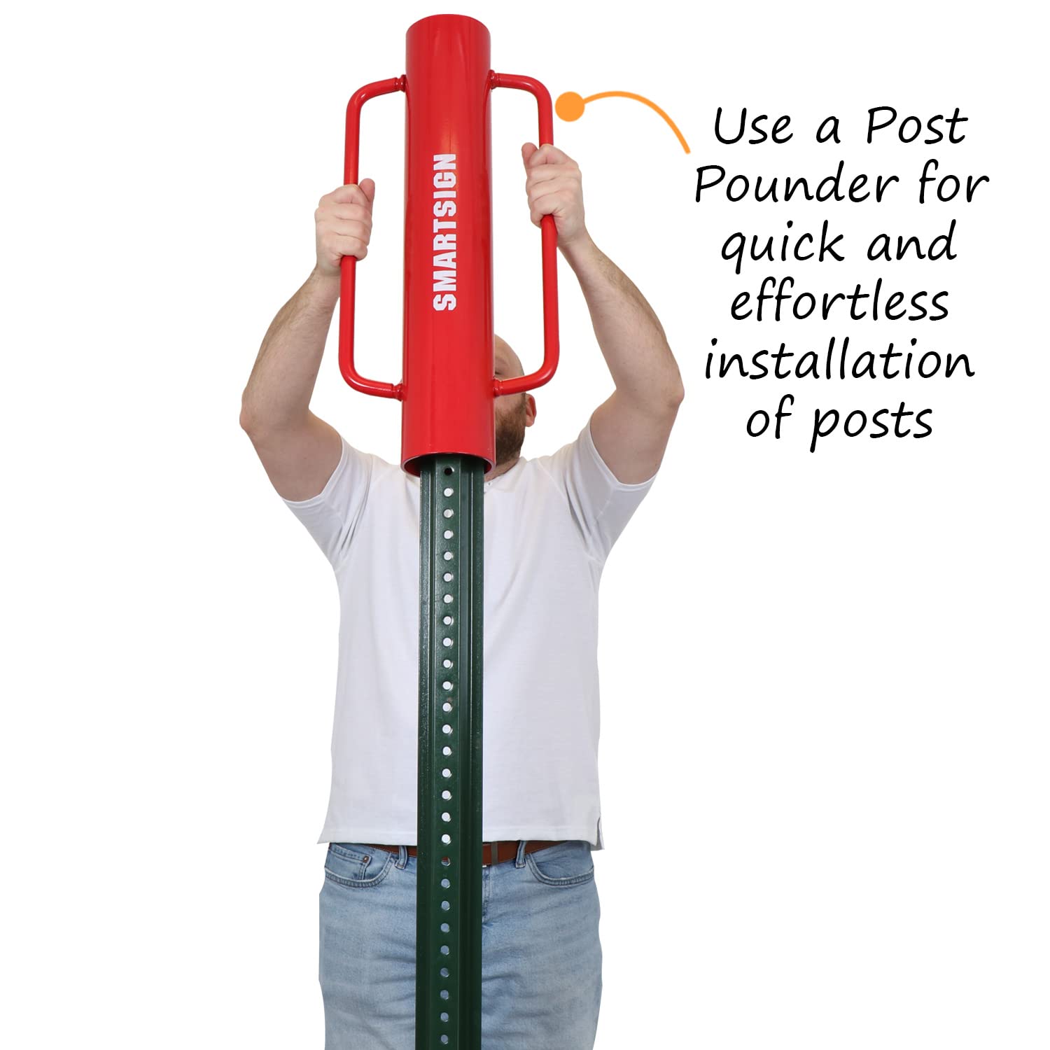 SmartSign U-Channel Sign Post, Heavy Duty, 8' Tall Baked Enamel Steel Post, Made in USA
