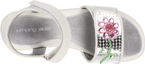 Jumping Jacks Dazzle Ankle-Strap Sandal (Toddler/Little Kid/Big Kid),White/Silver Trim,9 M US Toddler