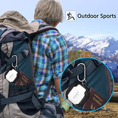 Fintie Silicone Case for Samsung Galaxy Buds 2 Pro (2022) / Galaxy Buds 2 (2021) / Galaxy Buds Pro (2021) / Galaxy Buds Live (2020), Shockproof Carrying Cover with Carabiner, No Need Adhesive (Black)