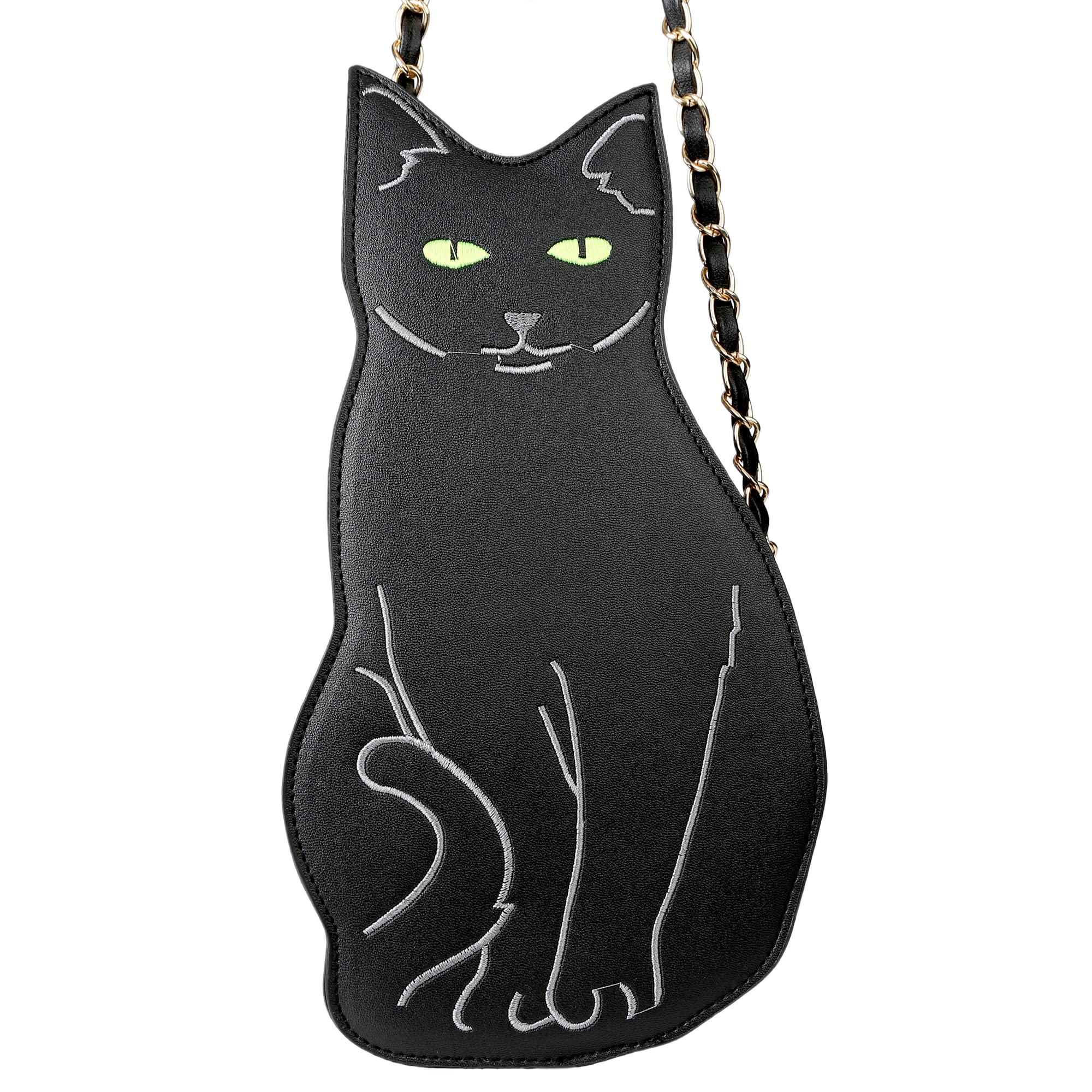QiMing Cat Shoulder Purses,PU Lovely Pets CrossBody Bag for Girl Women(Black)