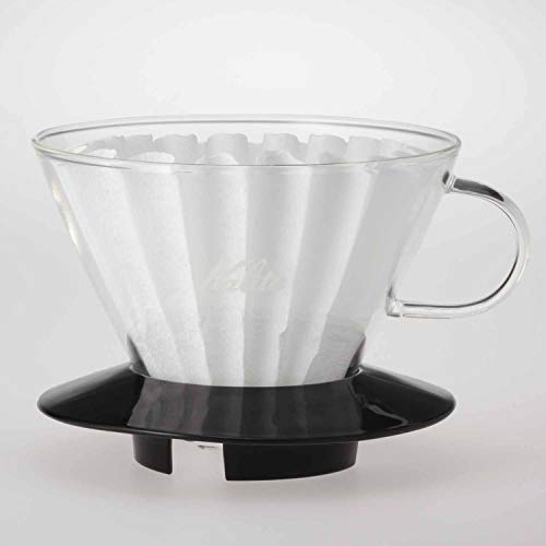 Kalita Wave Pour Over Coffee Dripper, Size 185, Makes 16-26oz, Single Cup Maker & Wave Paper Coffee Filters I Larger Size 185 I 100 Count I Specially Pour Over Dripper I Made in Japan, Large, White