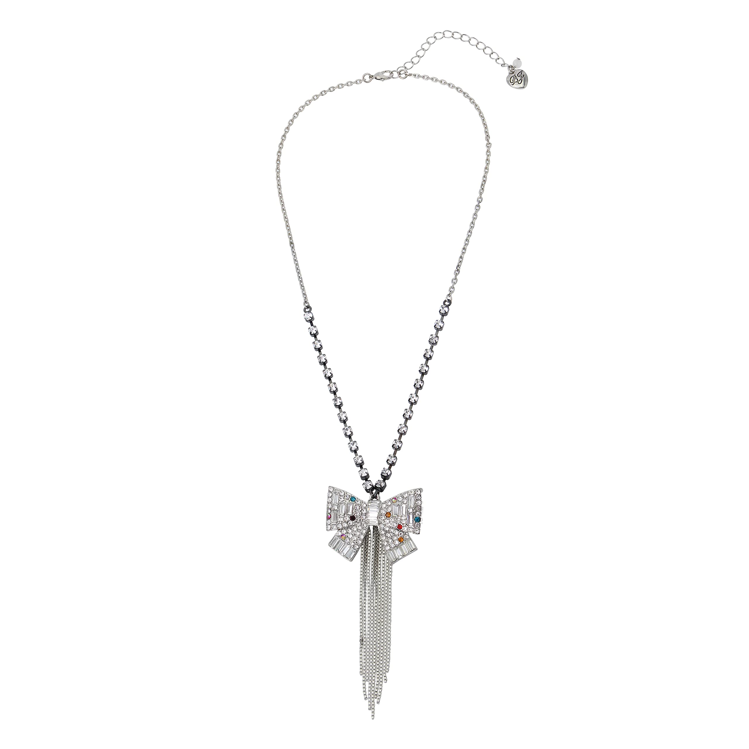 Betsey Johnson Bow Fringe Pendant Necklace