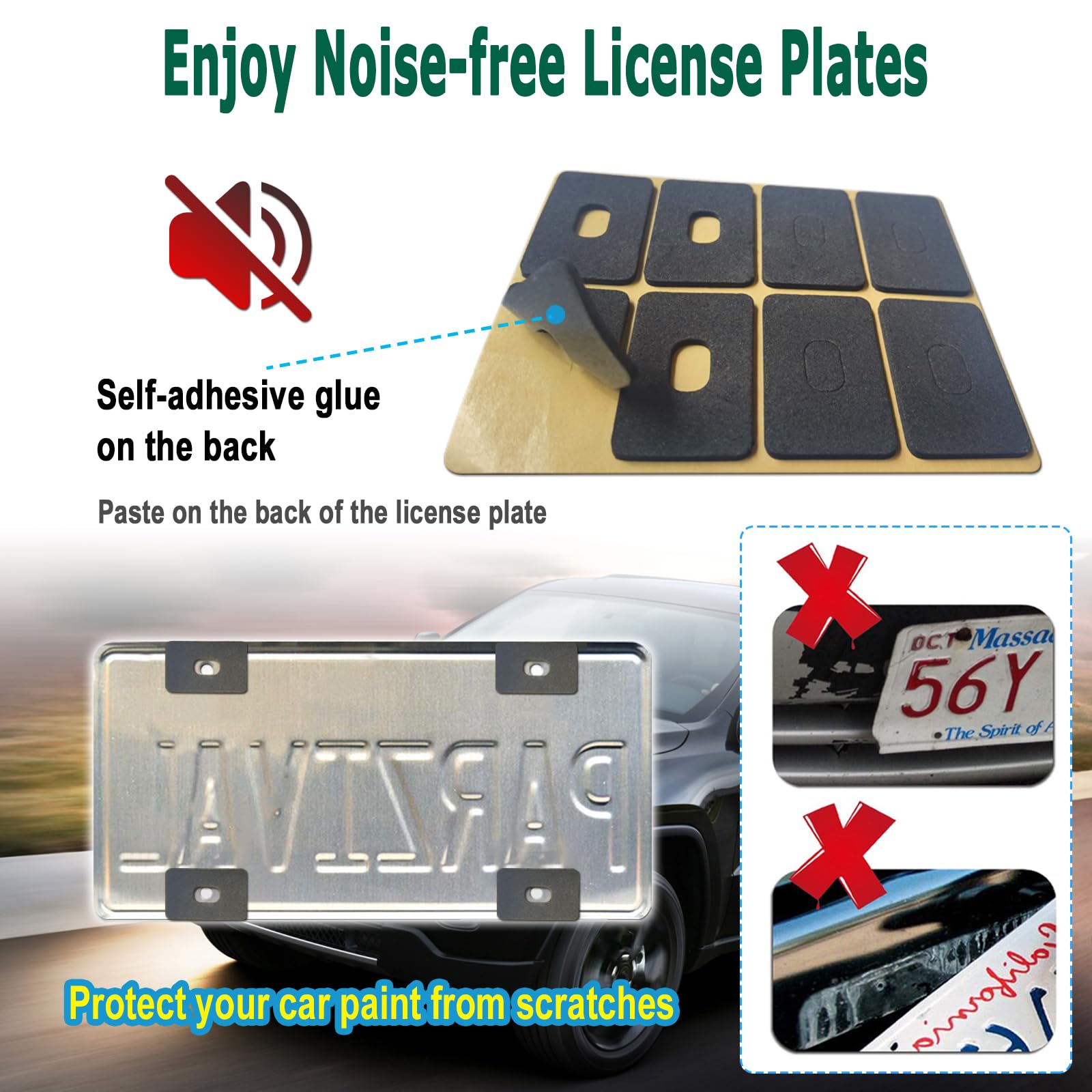 BGMVFK Carbon Fiber License Plate Frame- 2 Pack Black Aluminum Front & Rear Auto Car Tag Holder Cover, Heavy Duty Bracket with Mount Hardware, Screws, Caps, Rattle Proof Pads
