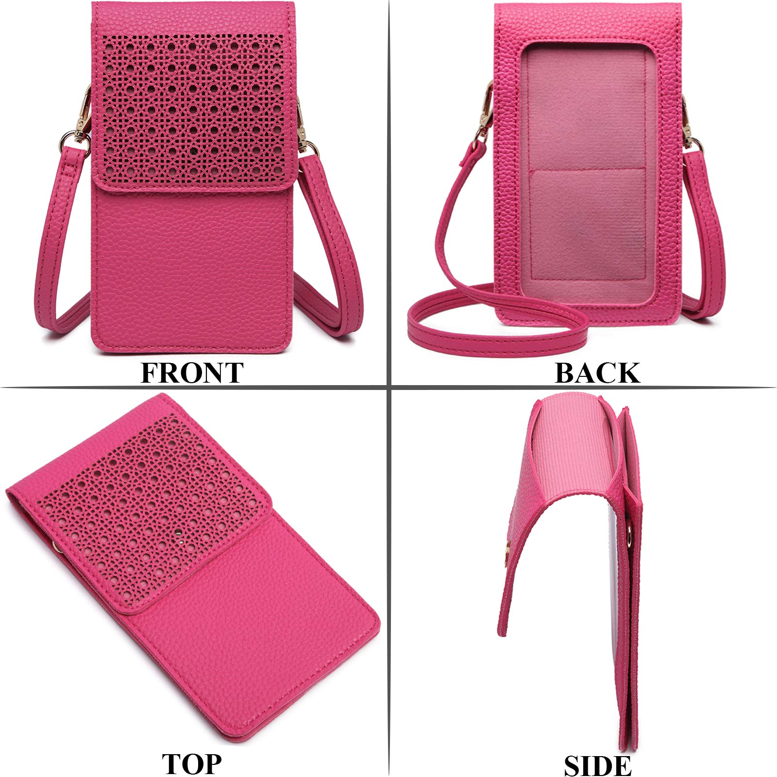 Laikiy Lightweight Leather Cell Phone Purse - Small Crossbody Bag Wristlet Purse