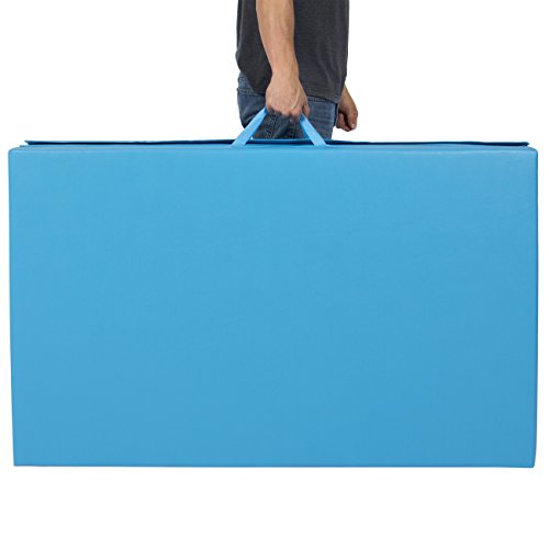 Best Choice Products 10ftx4ftx2in Folding Gym Mat 4-Panel Exercise Gymnastics Aerobics Workout Fitness Floor Mats w/Carrying Handles – Blue