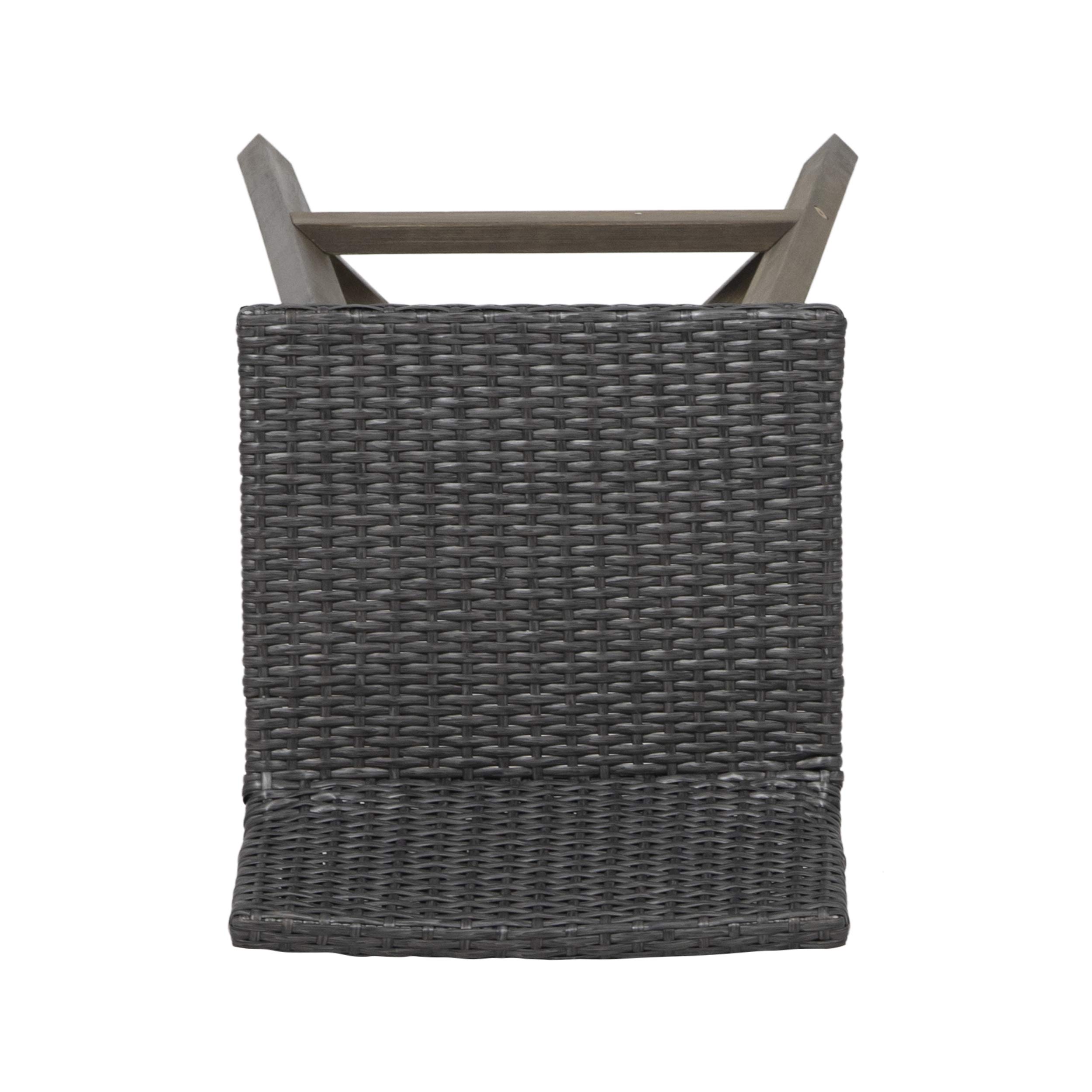GDFStudio Outdoor Acacia Wood & Wicker Barstools (Set of 2), Gray