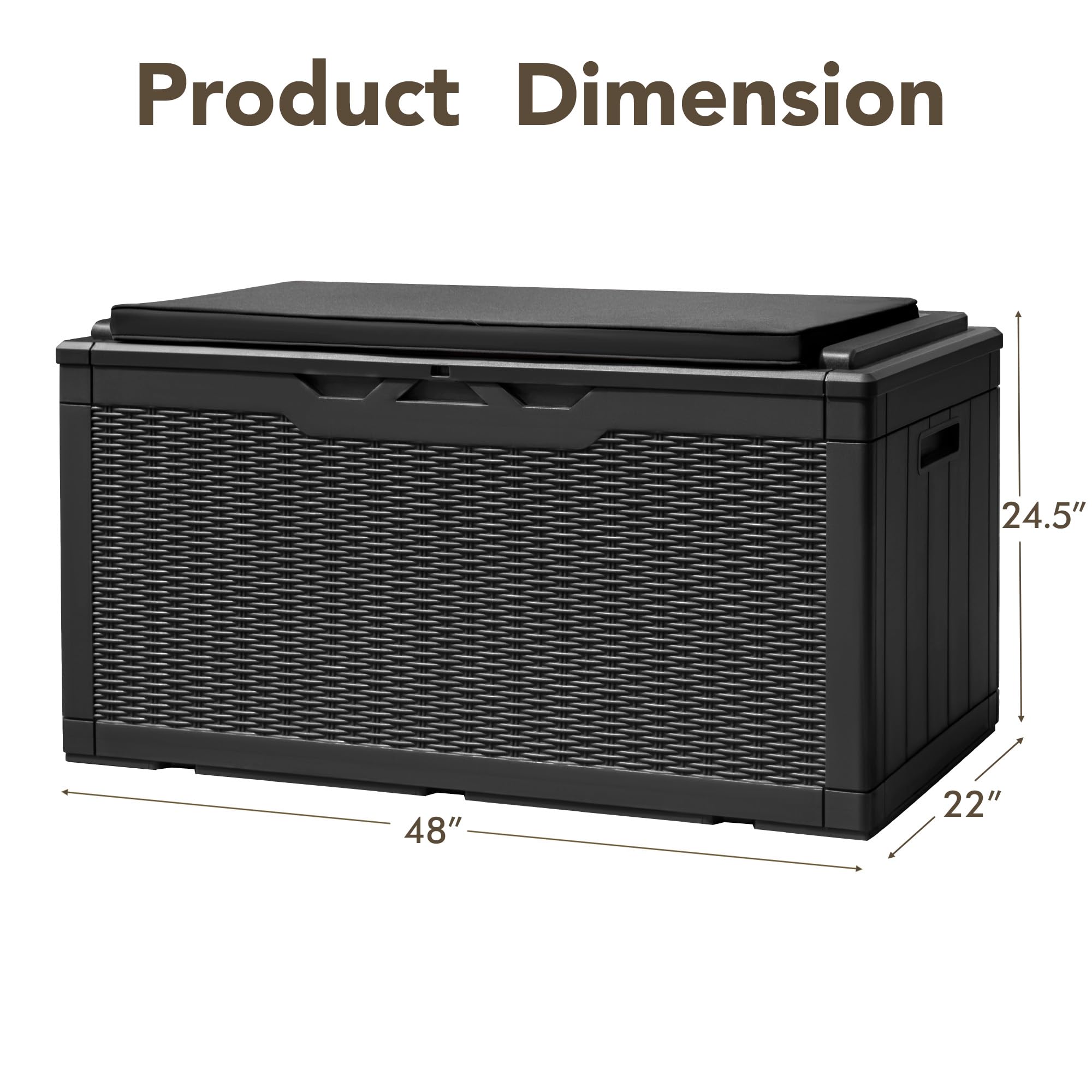 Devoko 100 Gallon Deck Box, Waterproof Outdoor Storage Box with Cushion (Black)