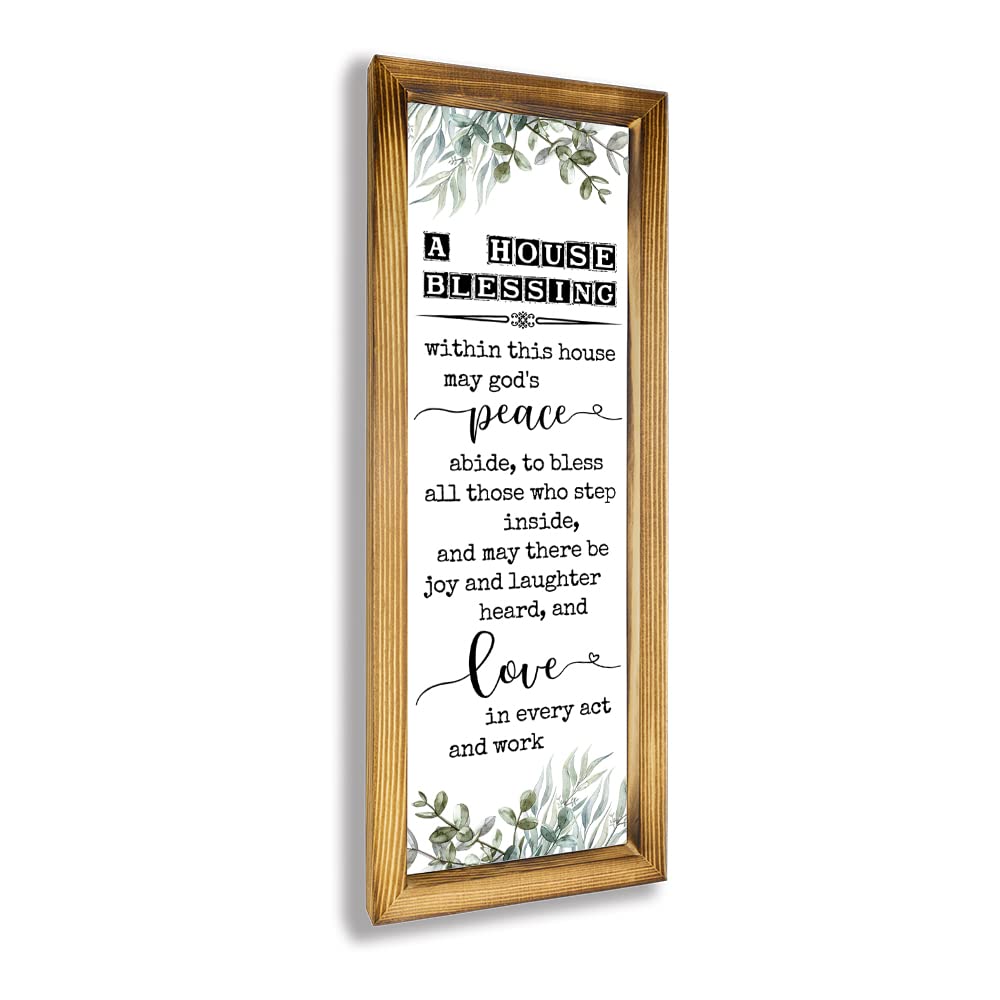 Maoerzai Bless This Home Wall Decor, Bless This House Wood Plaque Inspiring Quote, A House Blessing 6 X16 Inch Hanging Sign, Christian Religious Home Decor Saying. (White-Blessing sign)