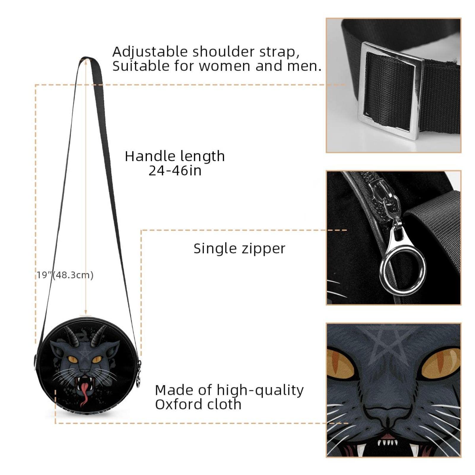 Satanic Cat Head Crossbody Bag for Women Circle Purse Shoulder Handbag Wallet Crossbody Purse Bag