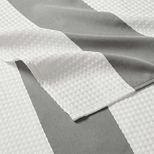 Madison Park Shower Curtain, Waffle Weave, Pieced Design Fabric Shower Curtain with 3M Scotchgard Moisture Management, Premium Spa Quality Modern Shower Curtains for Bathroom, Stall 54"x78" Grey