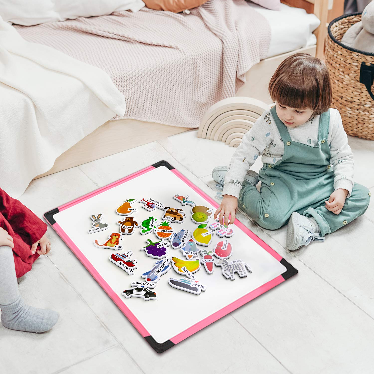 Magnetic Letters and Numbers for Toddlers, Vcertcpl 134pcs Refrigerator Alphabet Magnets for Kids ABC Learning with Animal Vehicle Fruit Patterns, Classroom Supplies Foam Letters Toys for Toddlers 3-7