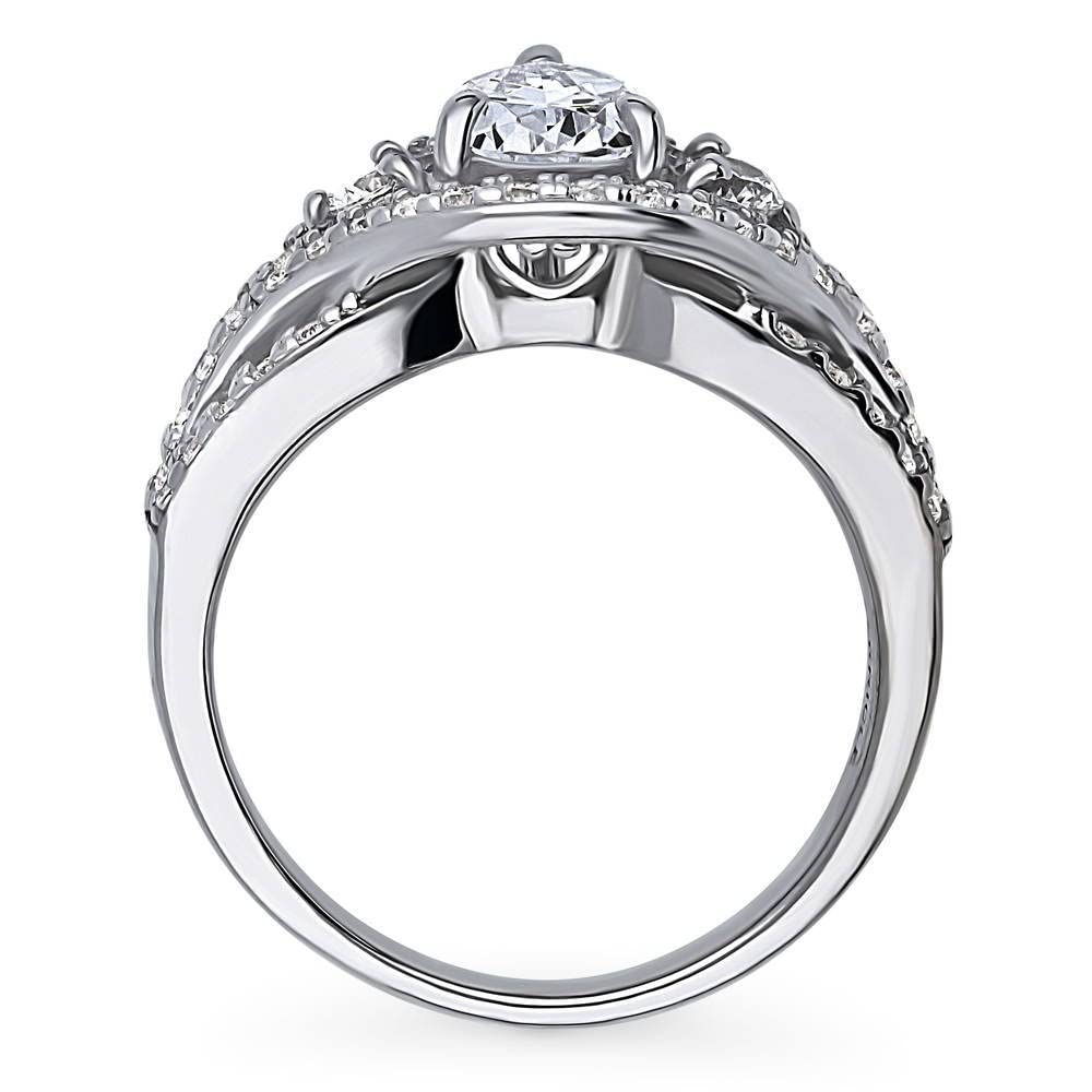 BERRICLE Sterling Silver Woven Wedding Engagement Rings Cubic Zirconia CZ Statement 3-Stone Cocktail Ring for Women, Rhodium Plated Size 8