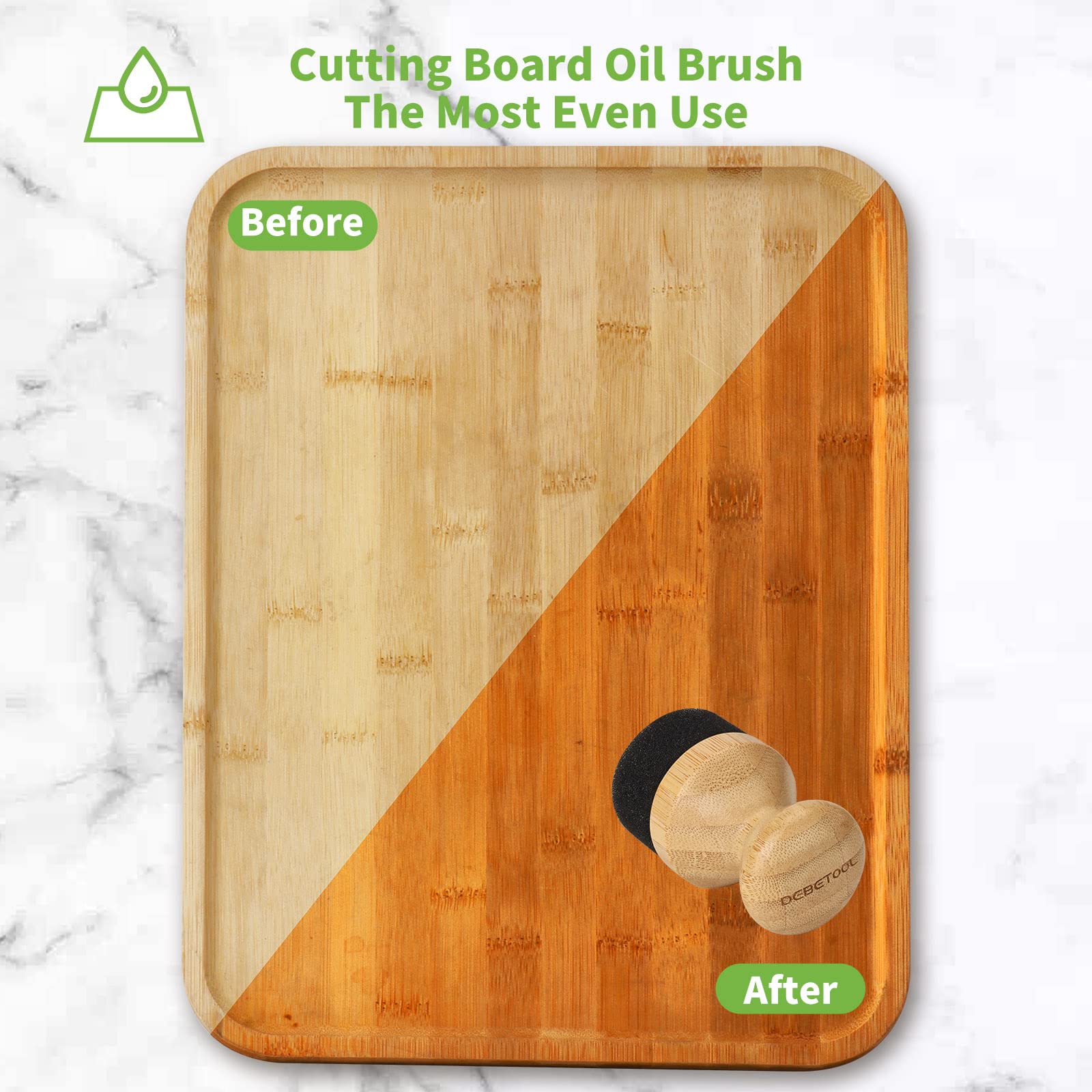 DEBETOOL 2Pack Cutting Board Oil Wax Applicator for Food Grade Mineral Oil Board - Natural Bamboo Applicator for Cutting Boards,Wooden Spatula,Spoon and Other Utensils