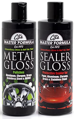 Original Master Formula Metal Gloss and Sealer Gloss Detail Polish and Sealer - 2 Pack 12oz Bottles Kit for Extraordinary Shine and Sealing for Aluminum, Chrome, Brass, Stainless Steel and More