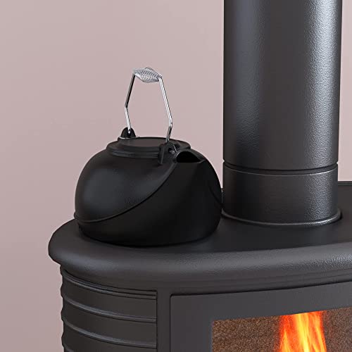 Fire Beauty Humidifying Iron Kettle,Stove Humidifier,Wood Stove Kettle,Cast Iron,Chrome handle
