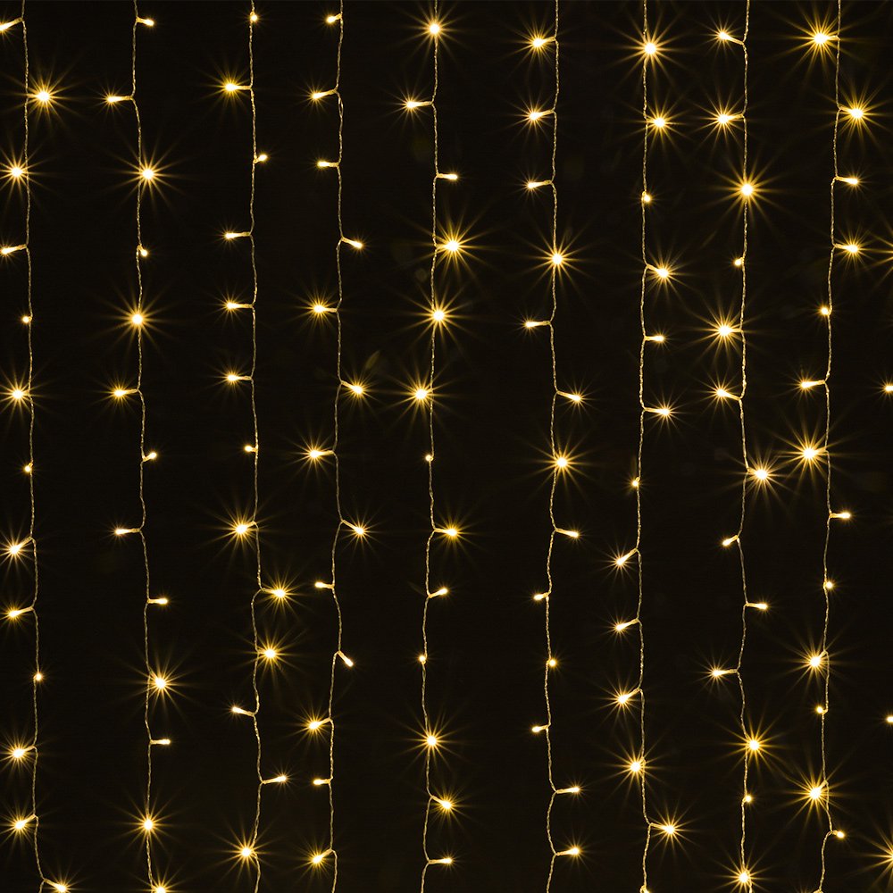 IMAGE 8 Modes Curtain Lights 9.8x6.6 Foot 224 LED String lights Fairy String Lights for Wedding Party Home Garden Indoor Outdoor Wall Backdrops Decorations Waterproof UL Safety Standard Warm White