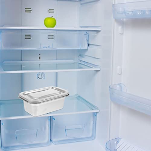 Hemoton Reusable Ice Cream Storage Containers with Lids Stainless Steel Food Keeper Freezer Box Insulated Ice Cream Tub for Refrigerator Home Made Ice Cream