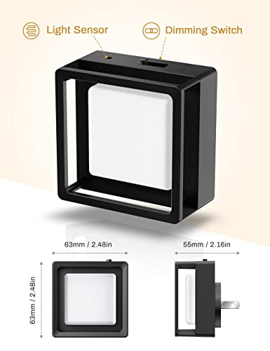 DORESshop Night Light, LED Night Lights Plug Into Wall [2 Pack] with Dusk-to-Dawn Sensor, Dimmable Nightlights, Adjustable Brightness for Bathroom, Hallway, Bedroom,Kids Room,Stairway