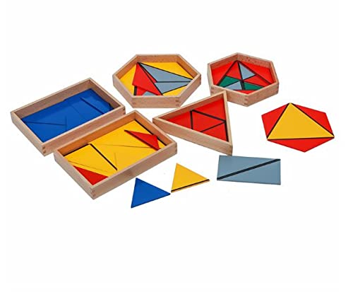 Montessori Toys for 3+ Year Old Colorful Constructive Triangles with 5 Boxes Wood Puzzles Math Games Baby Toys Montessori Preschool Learning Educational Toys Gifts for Kids