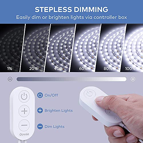 Govee White LED Strip Lights, Upgraded 16.4ft Dimmable LED Light Strip 6500K Bright Daylight White, Strong Adhesive, 300 LEDs Flexible Tape Lights for Vantiy Mirror, Kitchen Cabinet, Bedroom