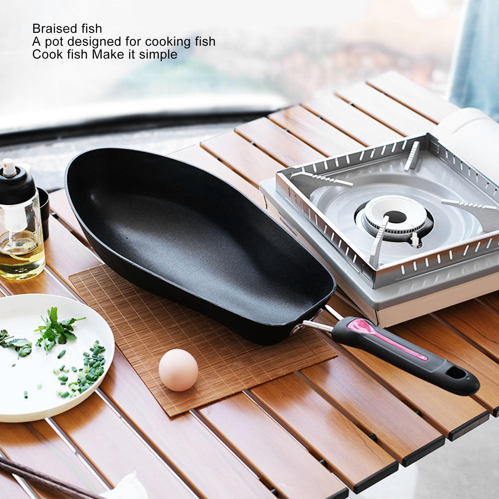 gernie Non Stick Fish Pan, 3D Fish Shaped Frying Pan Skillet Stainless Steel Oval Shaped Non Stick Frying Pan for Kitchen Camping, Heat Evenly, Easy to Clean, gernietdfg1rxknw