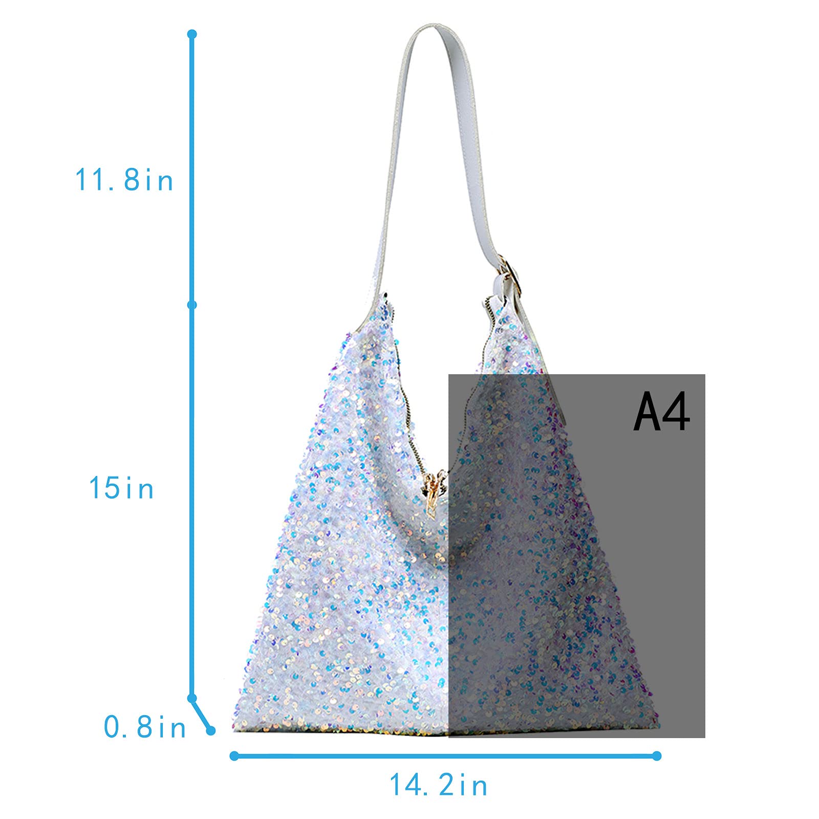 Meyaus Women Large Glitter Sequins PU Leather Shoulder Bag Armpit Bag Top-handle Bag