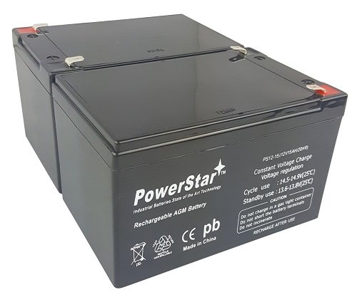 PowerStar® 2 Pack 15AH Replacement Battery for UB12120 D5775 F2 12V 12AH RBC6