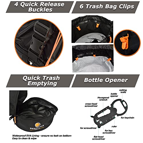 Herculean Premium Boat Trash Can | Portable Outdoor Waste Bag with Trash Bag Clips | Boat Trash Can | Reusable Mesh Trash Container for Boat Storage | Fishing Boat Accessory | Ideal for Laundry Bag