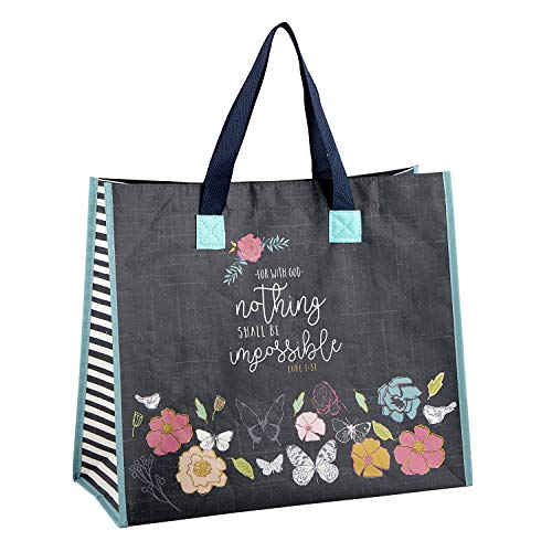 Creative Brands Faithworks-Prayerful Wings Inspirational Reusable Gift/Tote Bag, 16 x 13.5-Inch, Nothing Impossible