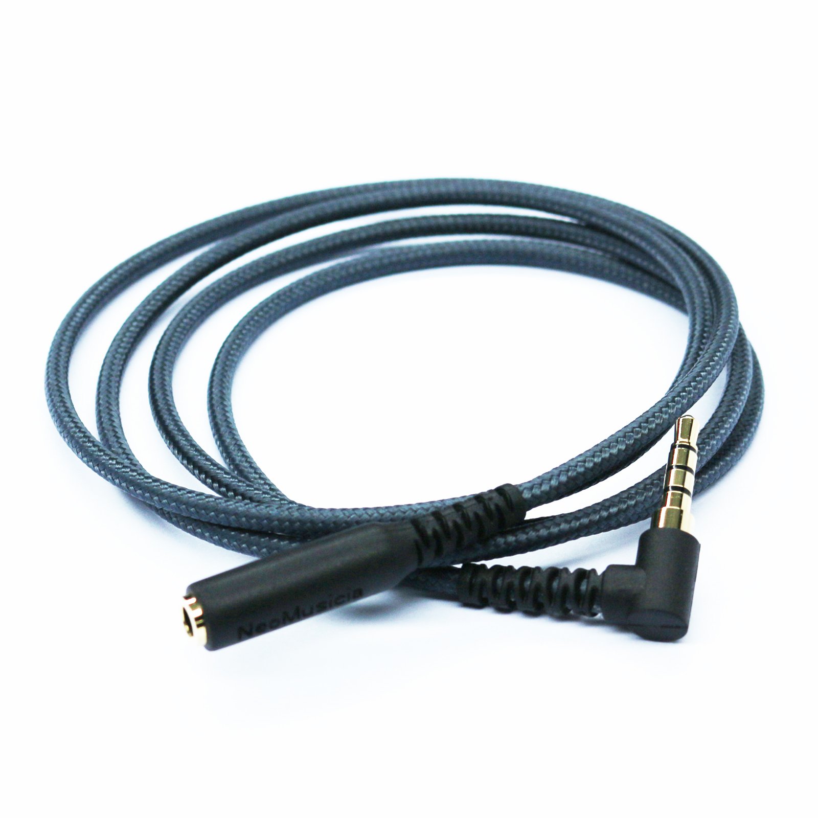 KetDirect 100cm(3.2ft) Right angle 4 pole 3.5mm 1/8 inch male to 4 pole 3.5mm 1/8 inch Female Stereo Audio headphone earphone Extension Cable adapter Cord Tangle-Free Braided wire
