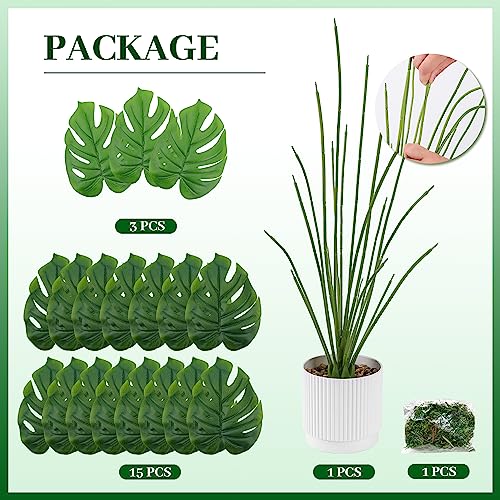 Der Rose 28" Fake Plants Large Artificial Monstera Faux Plants Indoor Tall for Floor Home Office Farmhouse Bedroom Decor