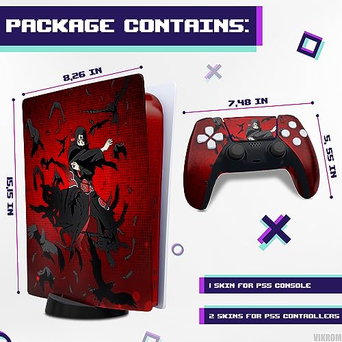 Console Controller Wrap - Black and Red Console PS5 Controller Skin Vinyl Sticker PS5 Console - PS5 Skins and Decals Video Game Console 5 Controller Accessories