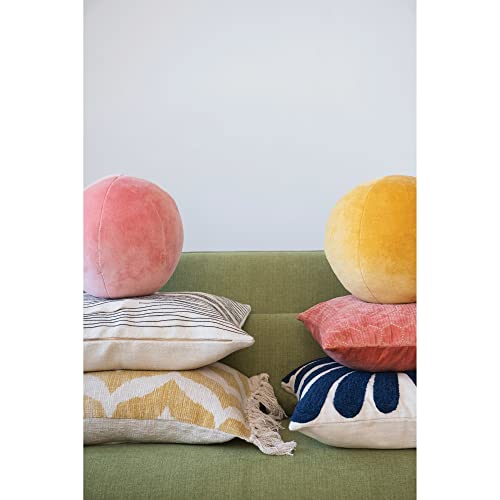 Creative Co-Op Cotton Slub Lumbar Ikat Pattern and Tassels Pillow, 16" L x 24" W x 2" H, Yellow