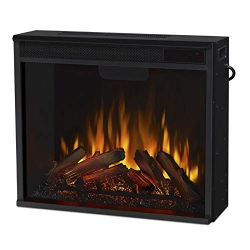 BOWERY HILL Traditional Solid Wood Indoor Electric Fireplace Mantel Heater with Remote Control, Adjustable Led Flame, 1500W in Dark Walnut