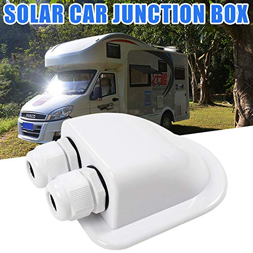 DGZZI Solar Twin Cable Entry Gland Connector White Waterproof Solar Panels Double Cable Gland Box for RV,Caravan,Boat and Marine