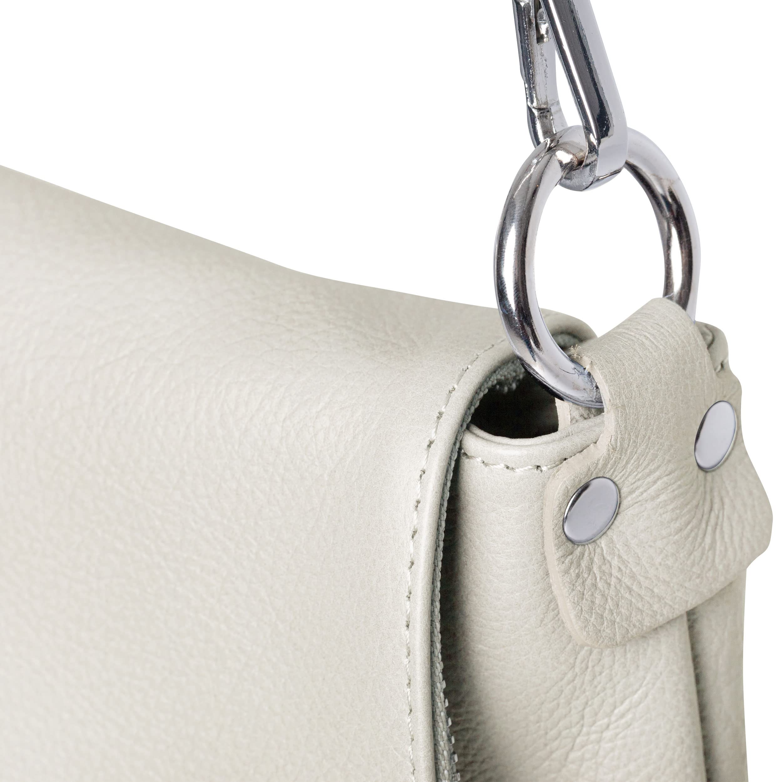 Baroncelli Italian Beige Leather Purse for Women with Long Strap Genuine Leather Made in Italy