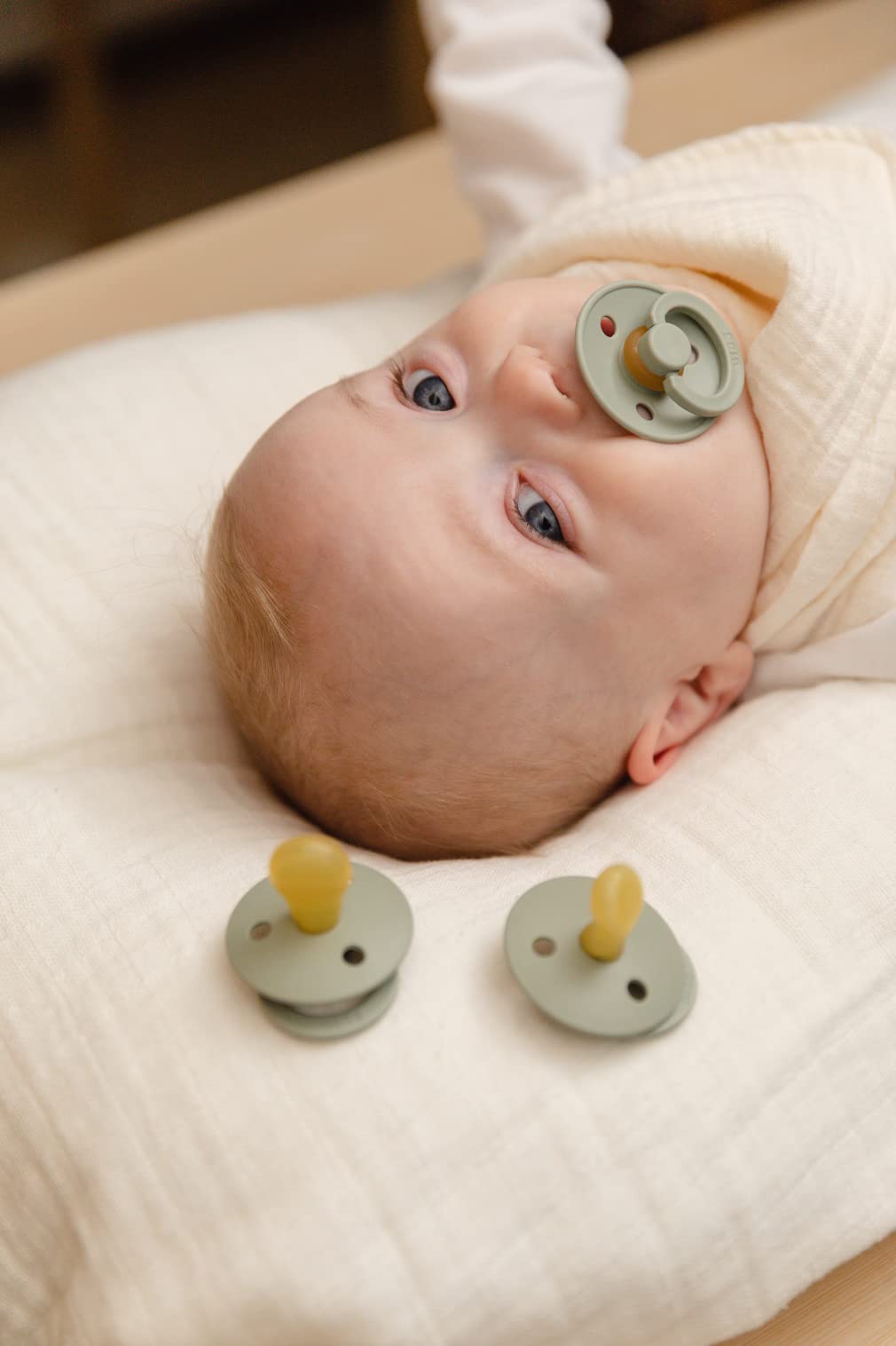 BIBS Pacifiers | Natural Rubber Baby Pacifier | Set of 2 BPA-Free Soothers | Made in Denmark | Dusky Lilac/Heather | Size 0-6 Months