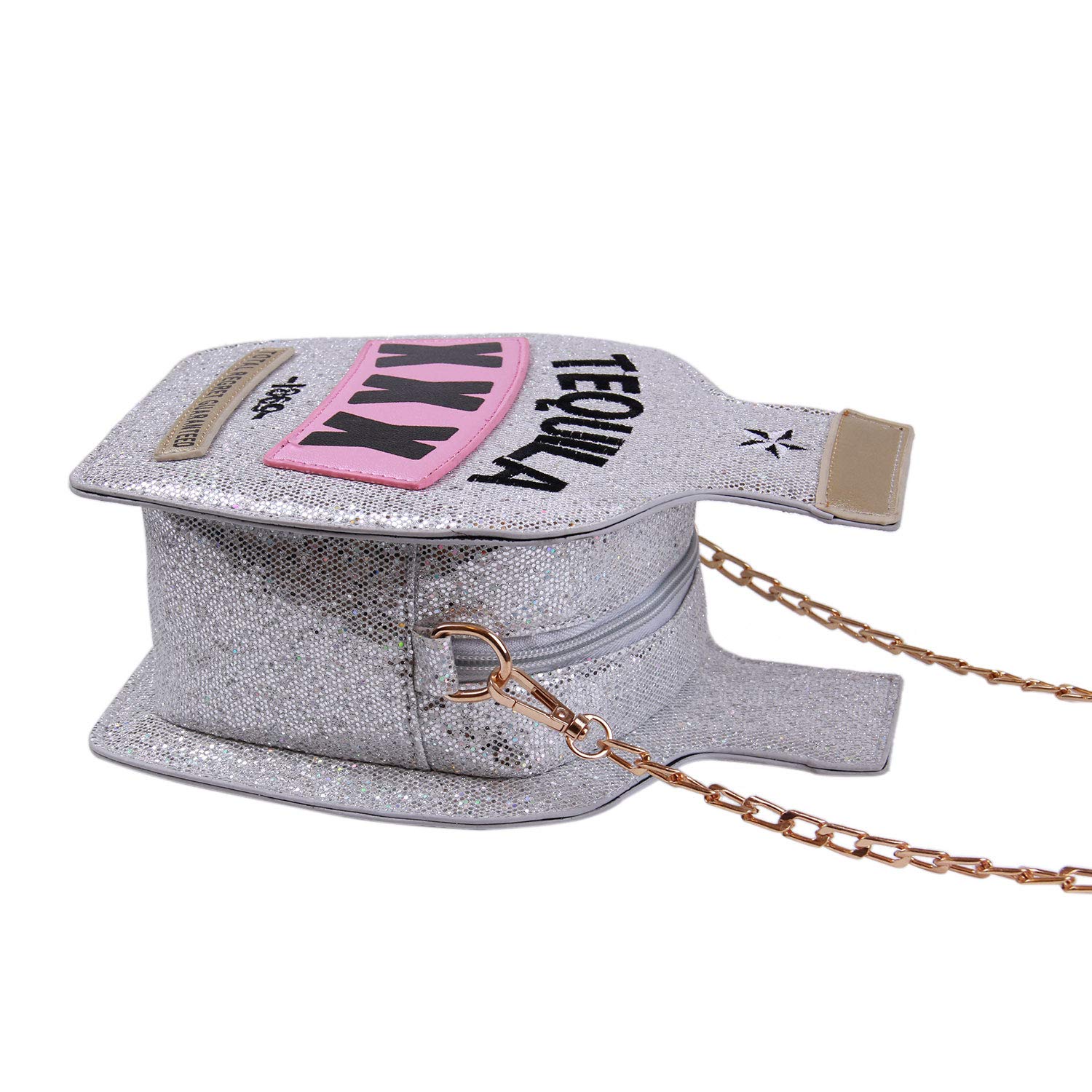 Lanpet Women Sequins Cross Body Bag Bottle Shaped Evening Chain Strap Shoulder Bag