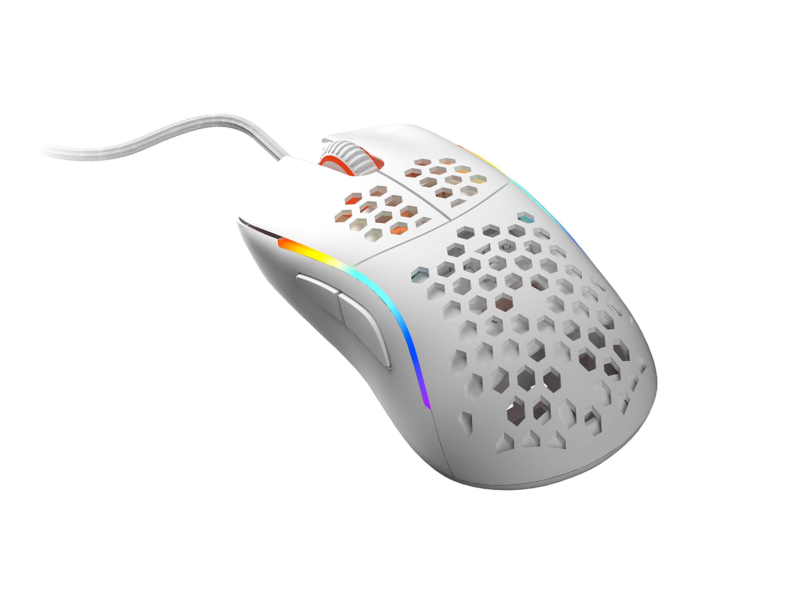 HK Gaming NAOS M Ultra Lightweight Honeycomb Shell Ambidextrous Wired RGB Gaming Mouse 12 000 cpi | 7 Buttons | 59 g (Naos-M, White)