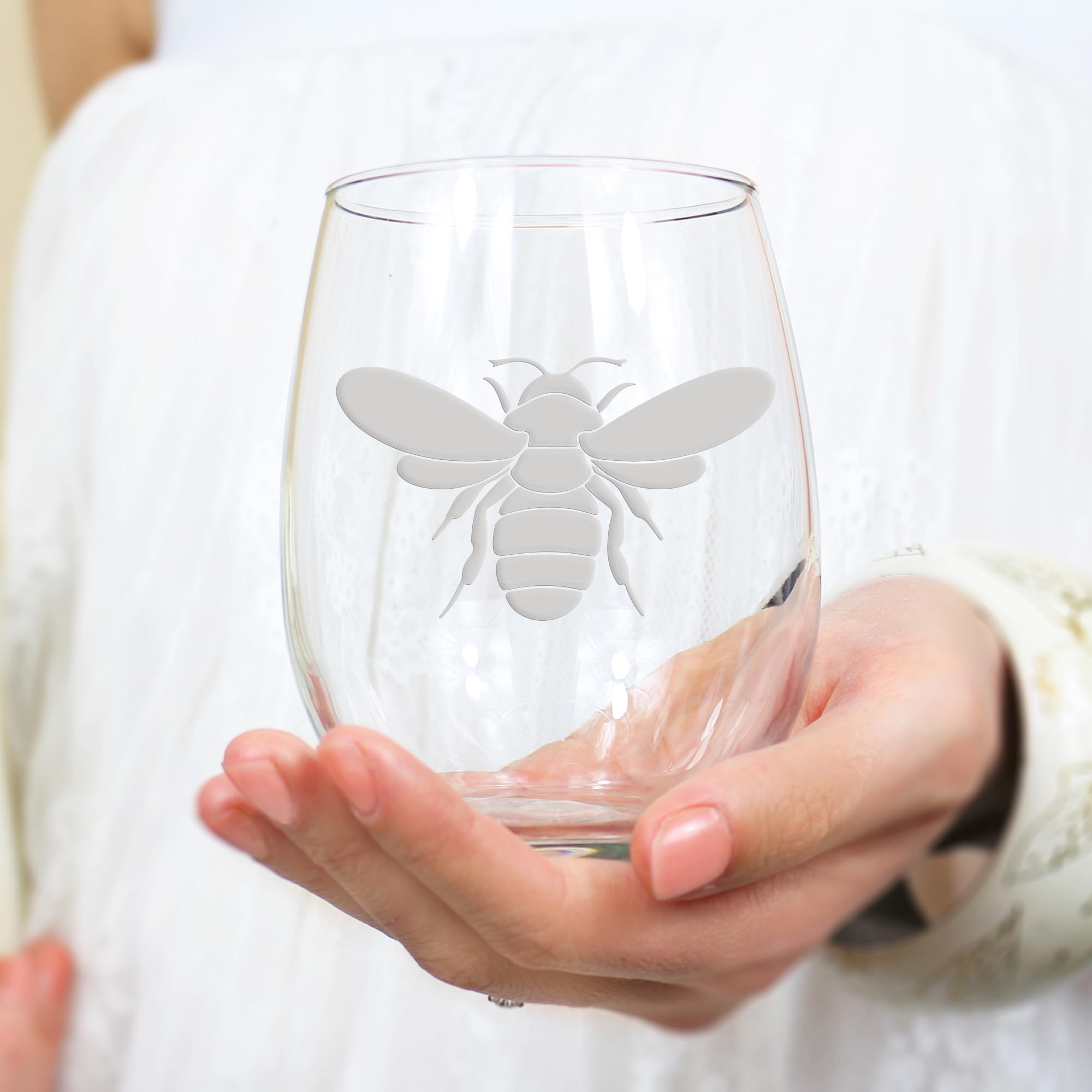 Bumble Bee Florist Bee Keeper Stemless Wine Glass - Bee Gift, Bumble Bee Glass, Bee Keeper
