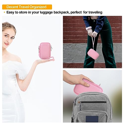 Elonbo Carrying Case for Makeid Label Maker Machine, Makeid L1 Portable Bluetooth Label Printer Handheld Label Printer Storage Holder Bag, Extra Mesh Pocket Fits Label Paper Cable, Pink