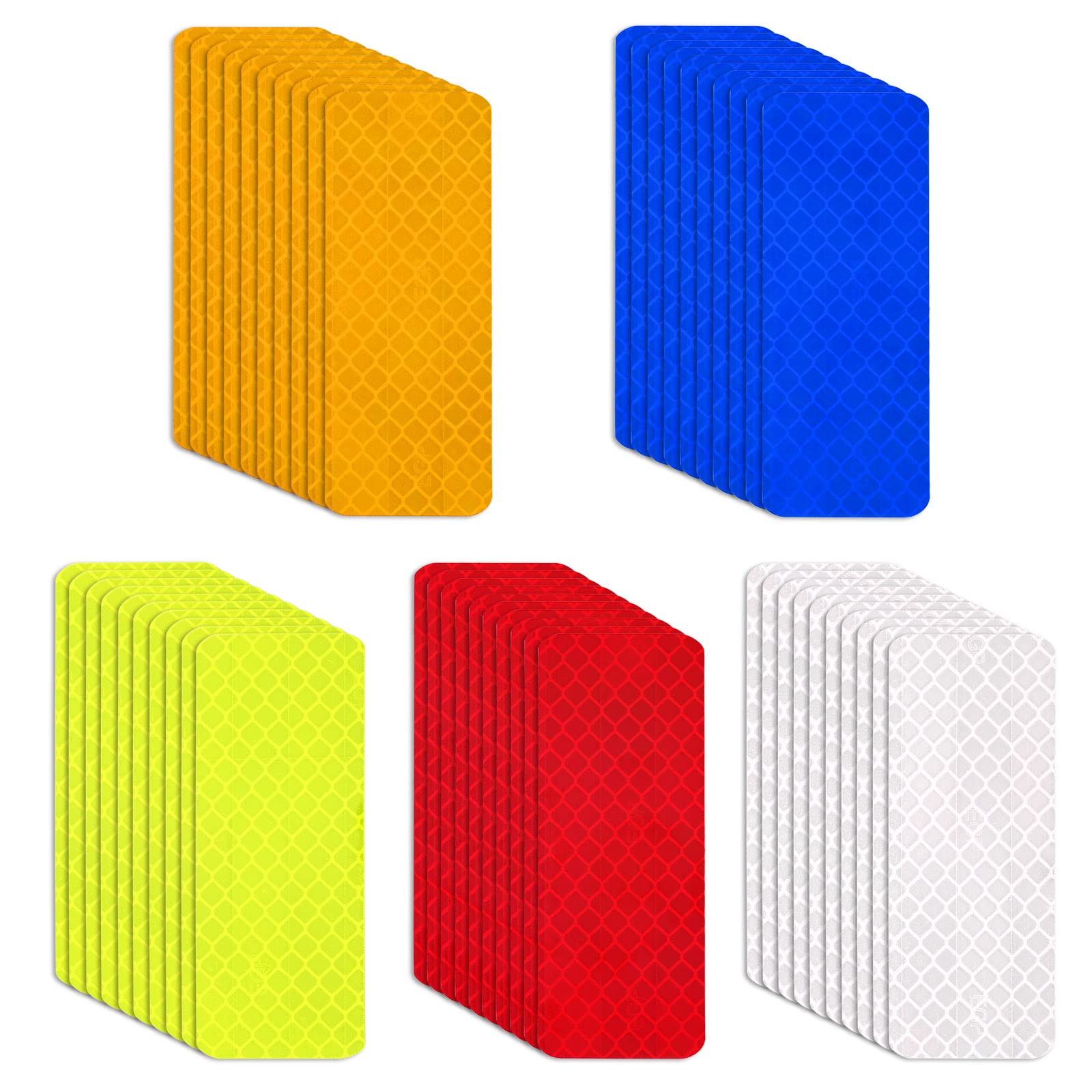 Bekecidi Safety Reflective Stickers Warning Reflective Tape Stickers Night Visibility Reflectors Self Adhesive Bicycle Stickers Waterproof Reflective Stickers 3 x 8 cm (5colors)