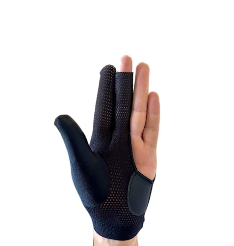 Guantes Pool Professional Breathable Billiard Glove, Quick Dry, Snooker Cue Sport for Left Hand (Black)