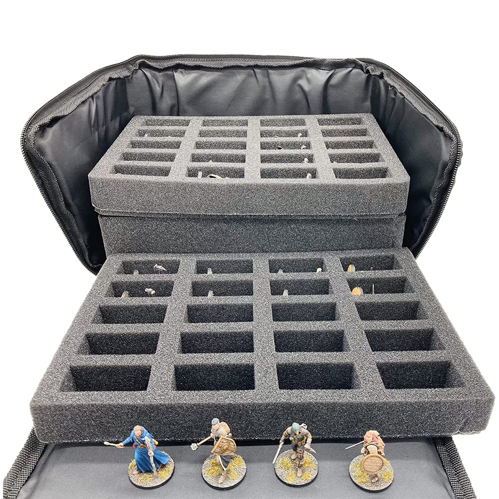 Gargoyle - Miniature Carrying Case - 80 Foam Slots for 28mm Miniature Storage Case - DnD Miniature Storage with Carry Handle - Miniature Case with Large Pick and Pluck Layer -Miniatures Carrying Case