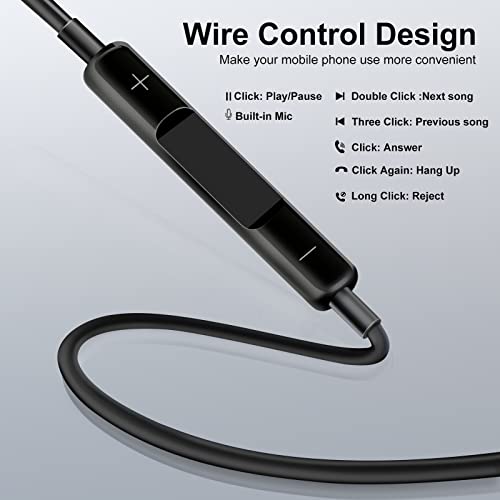 Coolden in-Ear Headphones for iPhone 14/13/12/11 Wired Earbuds with Microphone Volume Control Earpieces HiFi Stereo Headsets Compatible with iPhone 14 Pro/13 Pro/12/11/XR/XS/X/7/7 Plus/8/8Plus,Black