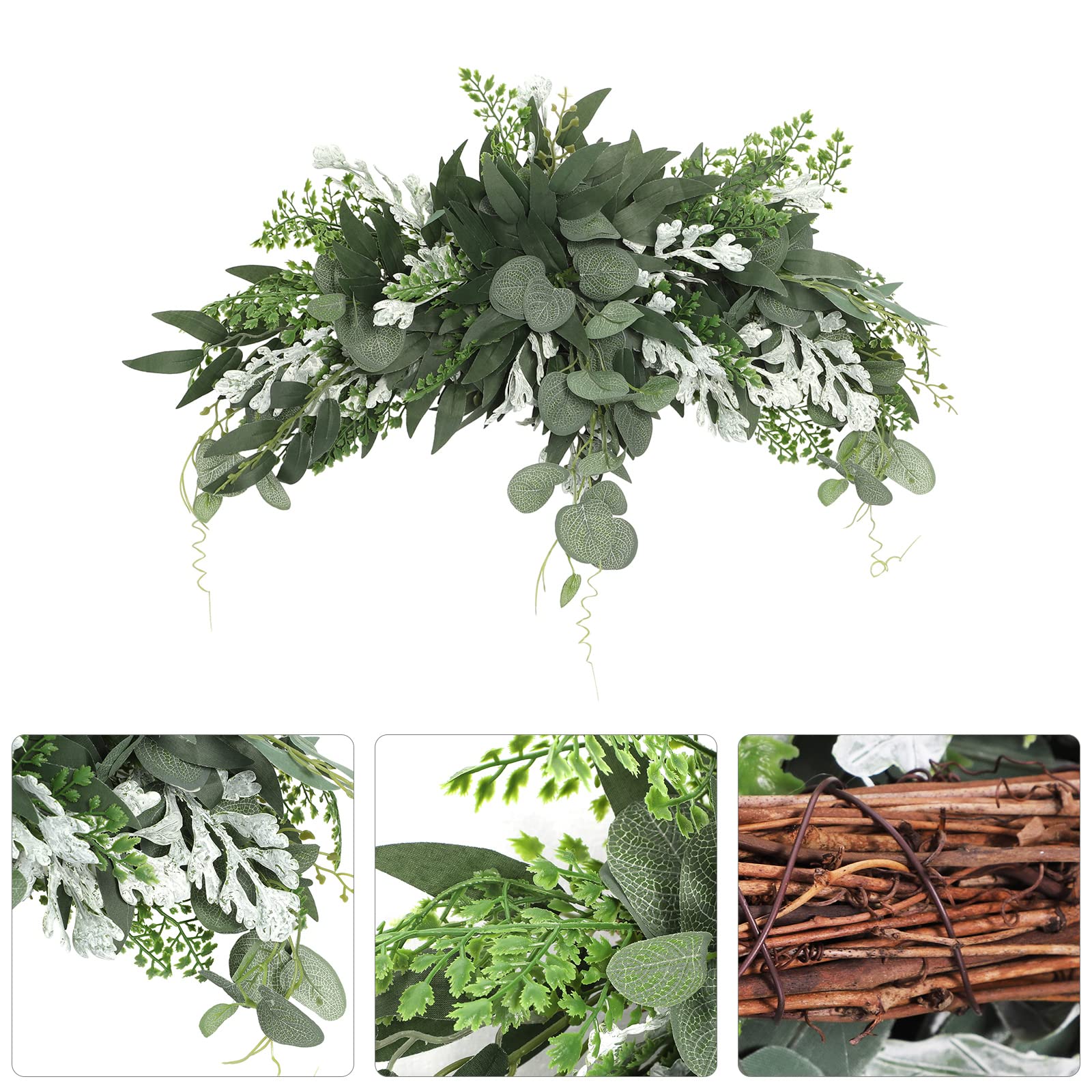 MOOVGTP Artificial Eucalyptus Floral Swag, 23.6in Artificial Mixed Eucalyptus Leaves Swag Wedding Arch Flowers Front Door Decorative Swags for Wedding Arch Home Garden Decor