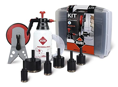 Diamond Core Drill Bit Set 8 Pieces with Head Adapter Drill In Case