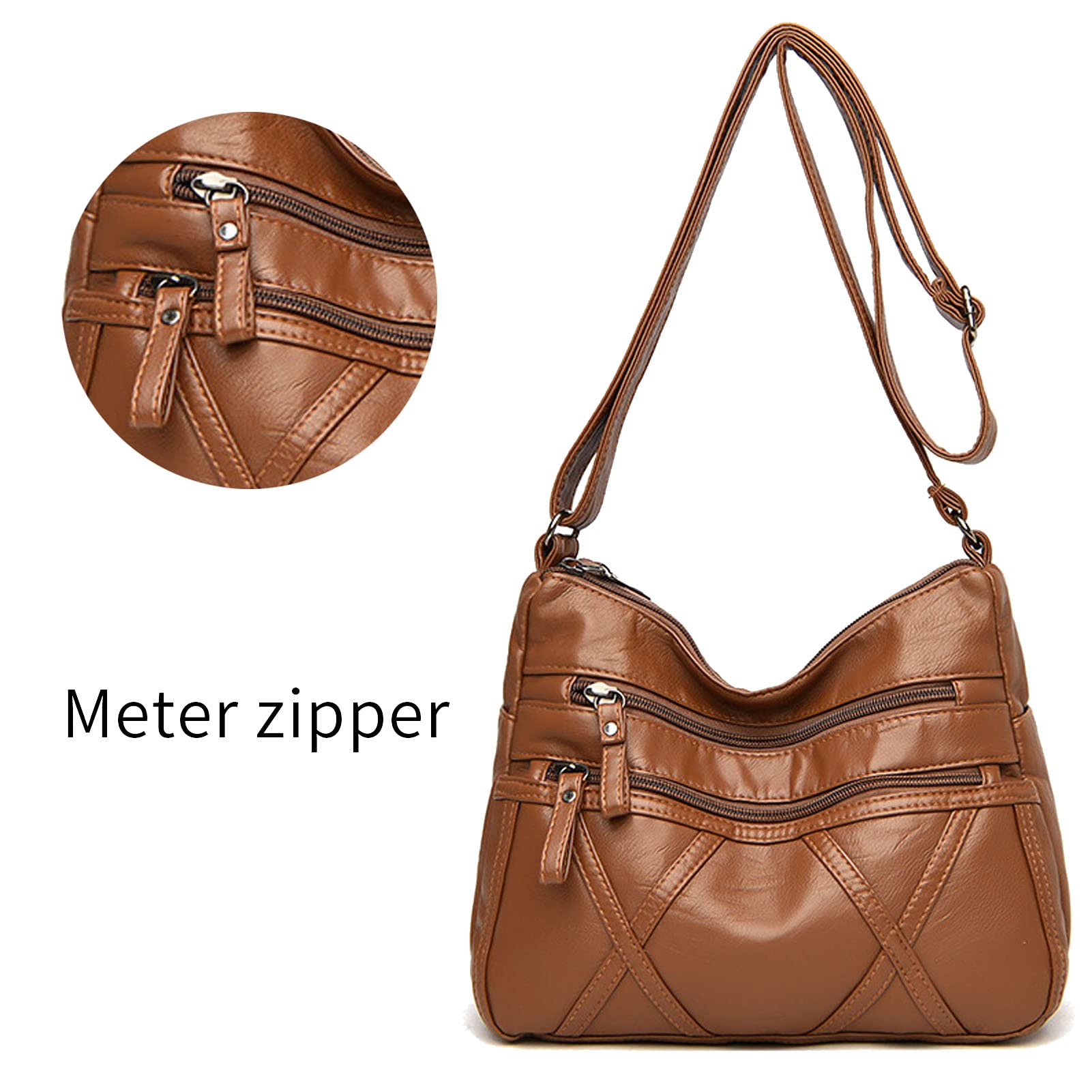 SENYUNI Ladies Handbags Soft PU Leather Crossbody Bags for Women Multi Pocket Waterproof