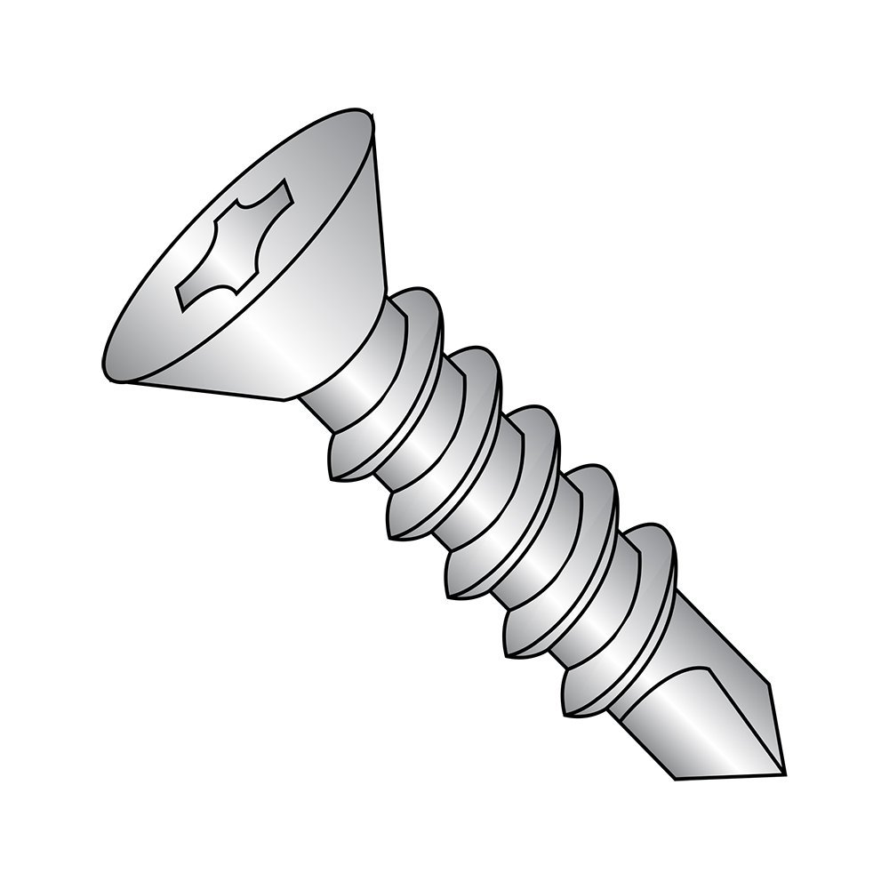 Small Parts 0616KPF188 18-8 Stainless Steel Self-Drilling Screw, Plain Finish, 82 Degree Flat Head, Phillips Drive, #2 Drill Point, #6-20 Thread Size, 1" Length (Pack of 50)
