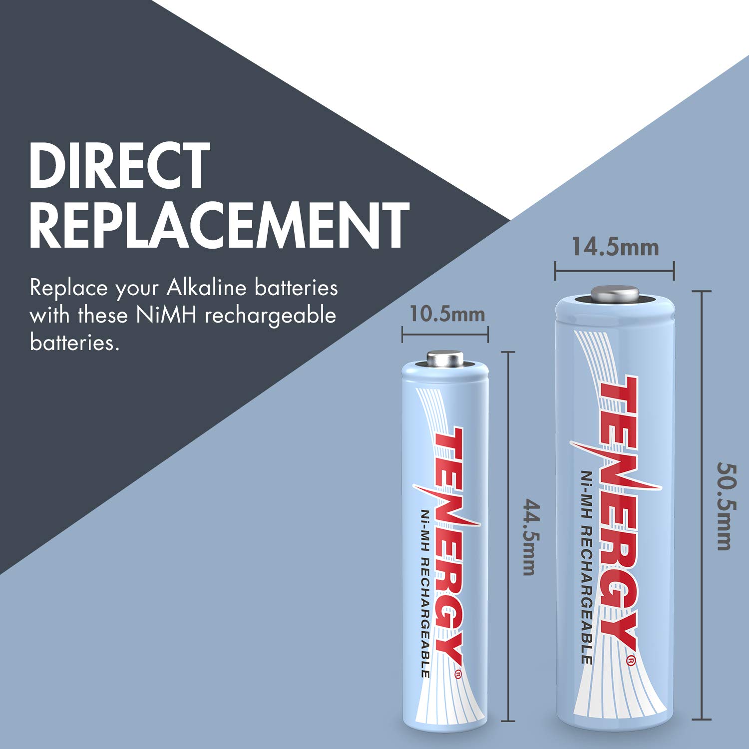 Tenergy High Drain AA and AAA Battery, 1.2V Rechargeable NiMH Batteries Combo, 12 Pack 2500mAh AA Cells and 12 Pack 1000mAH AAA Cell Batteries